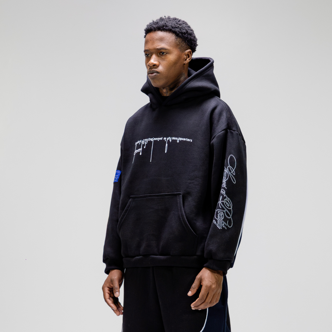 Moletom Take-Off Recortes Layer Preto/Azul